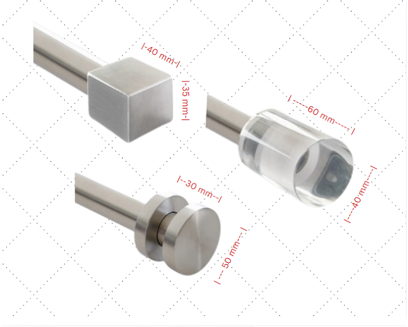 Silver Extendable Curtain Rods 160-300 cm with Decorative ...