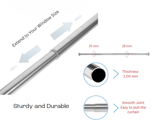 Extra-Large Extendable Curtain Rods 220-430 cm Extra-Large Extendable ...