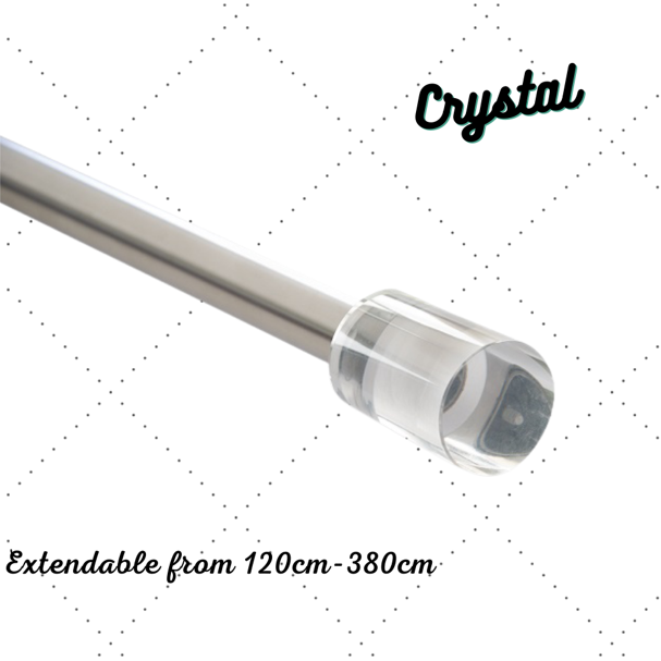 Long Silver Extendable Curtain Rods 190-380 cm with Premium Finials ...