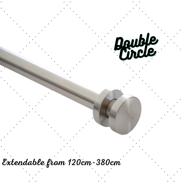 Long Silver Extendable Curtain Rods 190-380 cm with Premium Finials ...