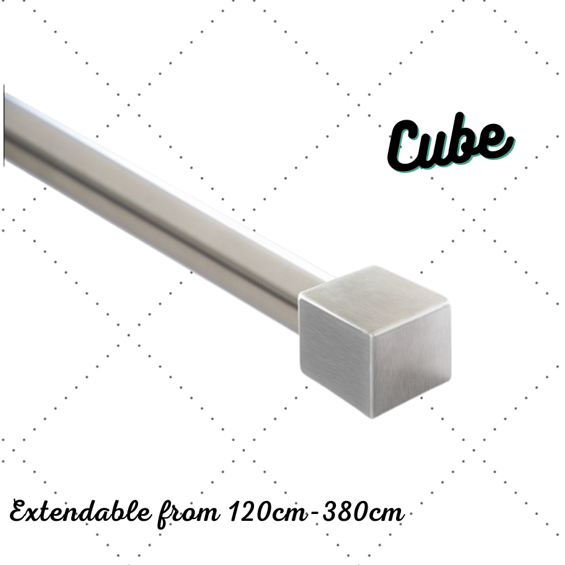 Long Silver Extendable Curtain Rods 190-380 cm with Premium Finials ...